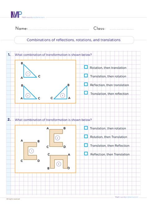 Symmetry And Transformation Worksheets