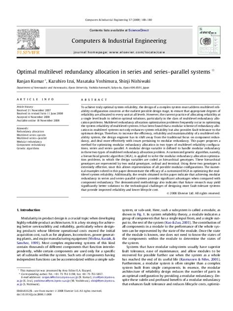 Pdf Optimal Multilevel Redundancy Allocation In Series And Seriesparallel Systems