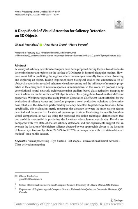 A Deep Model Of Visual Attention For Saliency Detection On 3d Objects Request Pdf