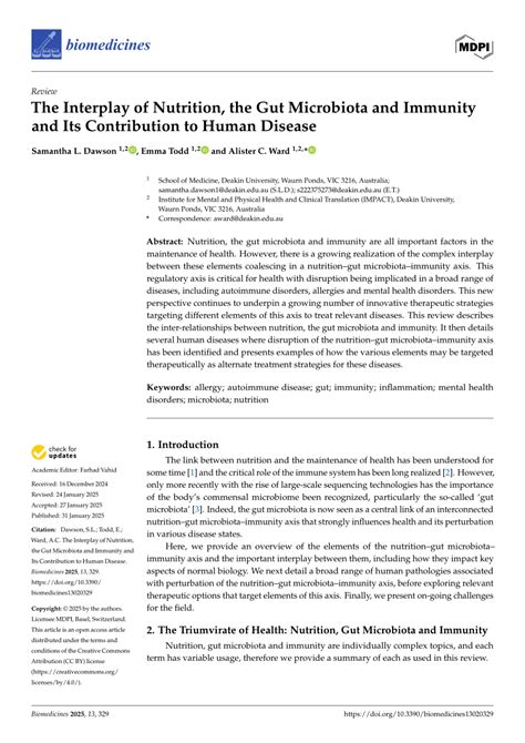Pdf The Interplay Of Nutrition The Gut Microbiota And Immunity And Its Contribution To Human