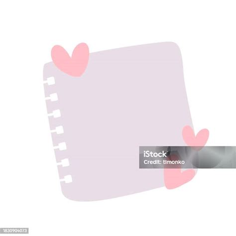 라일락 노트 종이 게시물 하트 첨부 벽에 낭만적 인 스티커를 사랑하십시오 발렌타인 데이 인사말 카드 결혼식 디자인 메모장 벡터 일러스트 레이 션 0명에 대한 스톡 벡터 아트