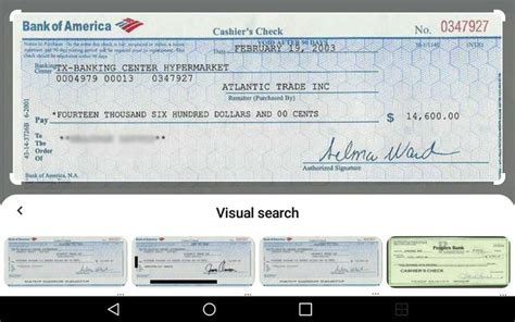 Cashiers Check Bofa