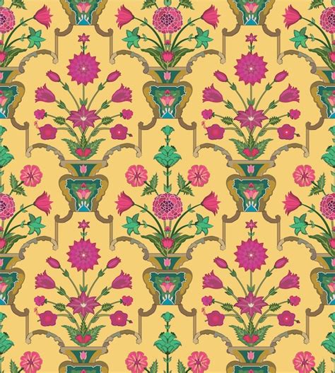 Premium Vector Traditional Decorative Mughal Seamless Vector Pattern