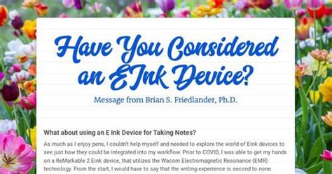 Brian Friedlander On Linkedin Have You Considered An Eink Device