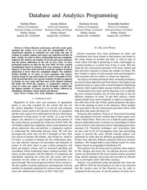 Database And Analytics Programming Project Report Pdf