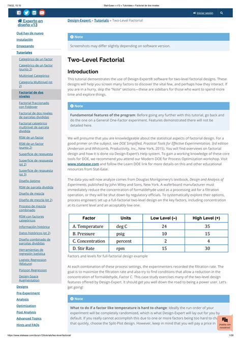 Stat Ease V13 Tutoriales Factorial De Dos Nivelespdf