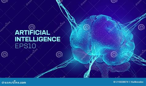 Background Of Artificial Intelligence Human Brain With Ai Computer Chip With Light Trail