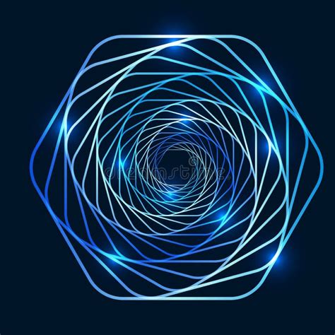 Swirling Symbol Optical Illusion Twisted Hexagon 3d Wireframe Abstract Tunnel Vector