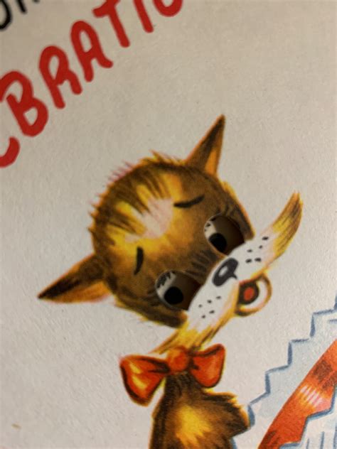 Old Googly Eyes Birthday Card Unused Kitty Comics On Parade Card Etsy