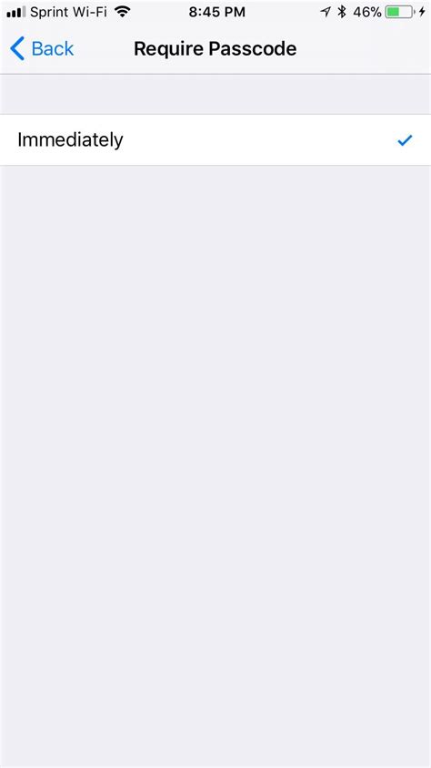 Bug Ios Displaying Require Ios Password After Certain Amount Of Time Setting But No Other