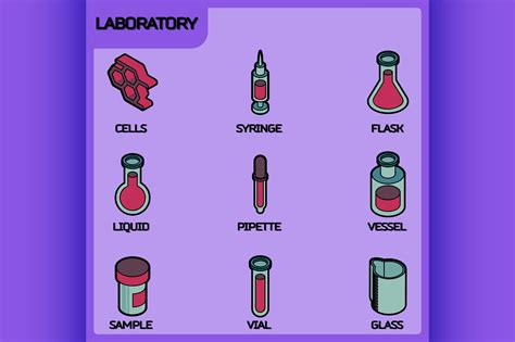 Laboratory Color Outline Isometric Icons Illustrations Design Bundles