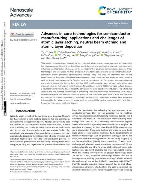 Pdf Advances In Core Technologies For Semiconductor Manufacturing Applications And Challenges