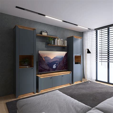 ᐉ Вітальня Еверест Нордік комплект 1 270х38х205 см Дуб Крафт Золотий Графіт 08974 • Краща ціна