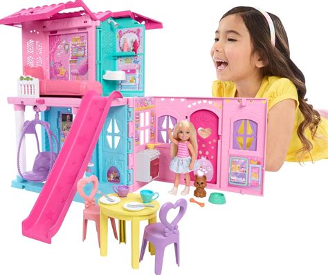 Barbie Chelsea Toy Dollhouse With 15 Accessories Pop Up
