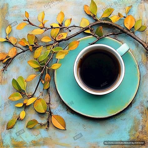 Ai创作图咖啡艺术装饰画 个性咖啡油画 咖啡装饰画 叶子装着咖啡 秋日咖啡 欧美咖啡框画 欧美无框画咖啡 咖啡无框画 一杯下午咖啡 茶装饰画 咖啡店无框画 咖啡油画 咖啡奶茶饮品装饰画 茶杯