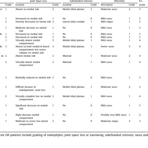 Radiologic Findings Of Knee OA Severity Assessment Download Scientific Diagram