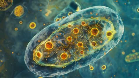 A Magnified View Of A Mitochondrion Under A Microscope Showing Its