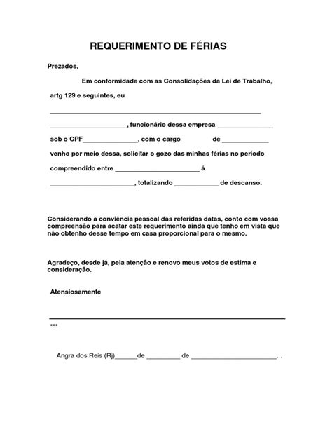 Requerimento De Férias Pdf