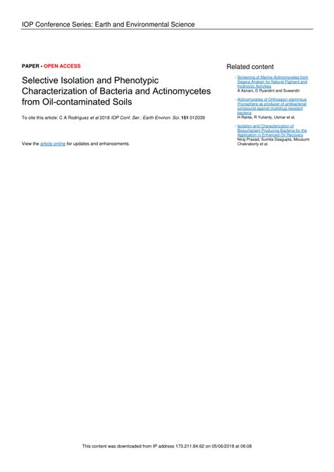 Pdf Selective Isolation And Phenotypic Characterization Of Bacteria