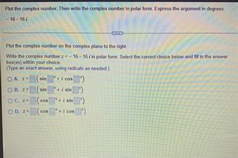 Solved Plot The Complex Number Then Write The Complex