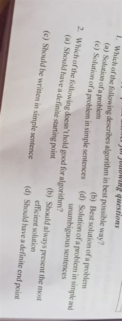 which of the following describes algorithm in best possible way a solu
