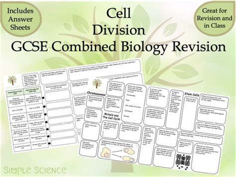 Cell Division Revision Mats Aqa Combined Biology Gcse Teaching Resources