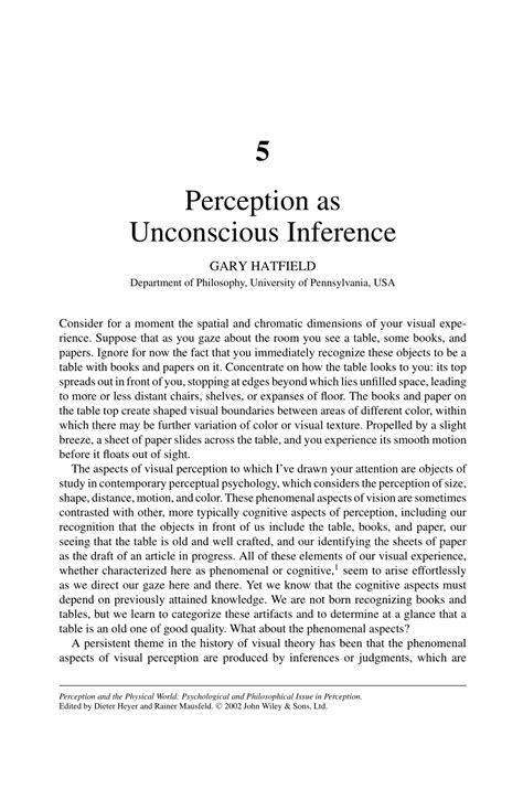 Pdf Perception As Unconscious Interference