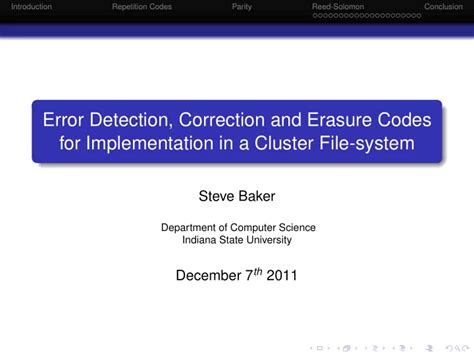 Ppt Error Detection Correction And Erasure Codes For Implementation In Powerpoint