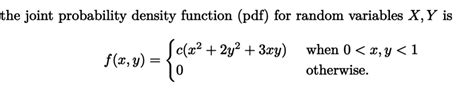 Solved For The Random Variables X Y Find The Marginal