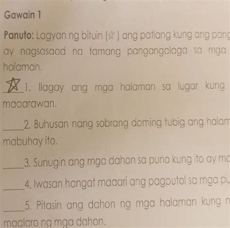 Gawain 1 Panuto Lagyan Ng Bituin Ang StudyX