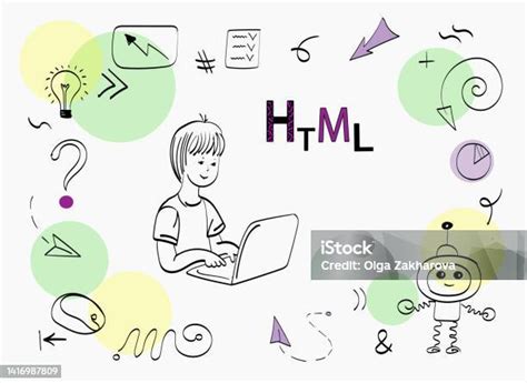 어린이 코딩 교육 개념 어린이 코드 학교 벡터 일러스트레이션 노트북에 대한 스톡 벡터 아트 및 기타 이미지 노트북 사람들 일러스트레이션 Istock