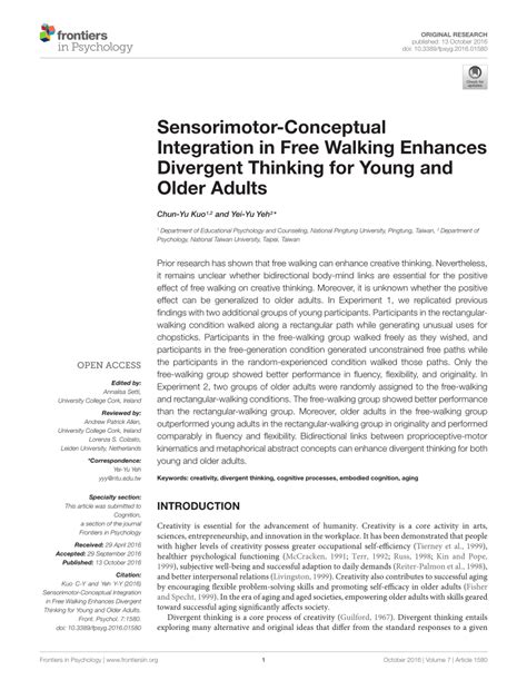 Pdf Sensorimotor Conceptual Integration In Free Walking Enhances