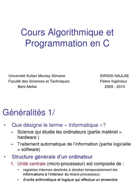 pdf cours algorithmique et programmation en c dokumen tips
