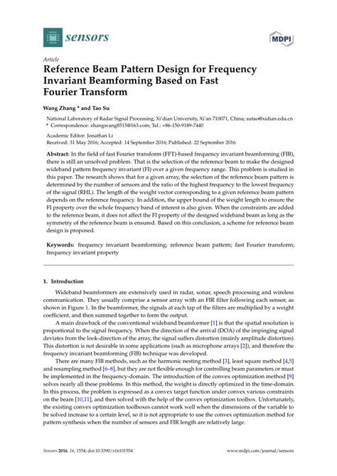 PDF Reference Beam Pattern Design For Frequency Invariant Beamforming