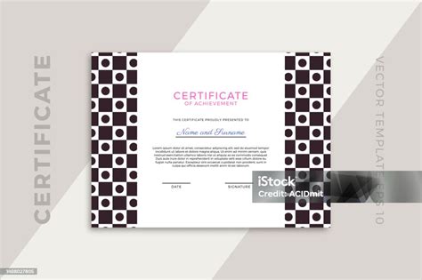 창조적 인 기하학적 패턴으로 졸업 또는 코스 완료를위한 현대 비즈니스 디플로마 템플릿 트렌디 한 디자인의 감사 수평 모형의 인증서 간단한 벡터 배경 Eps 10 감사장에