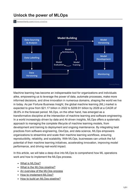 Unlock The Power Of Mlops A Comprehensive Guide To Building A Scalable