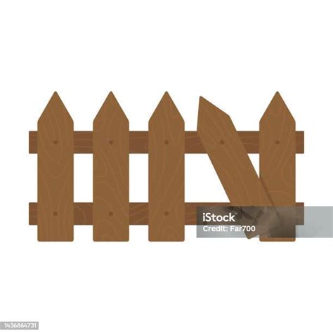 나무 울타리 아이콘입니다 컬러 실루엣 수평 정면도 벡터 간단한 평면 그래픽 그림입니다 흰색 배경에 격리된 개체입니다 격리 갈색에 대한 스톡 벡터 아트 및 기타 이미지
