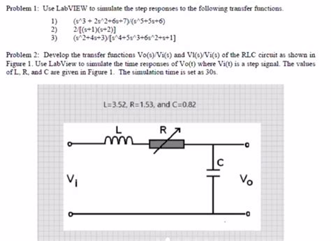 Solved Problem 1 Use Labview To Simulate The Step Responses