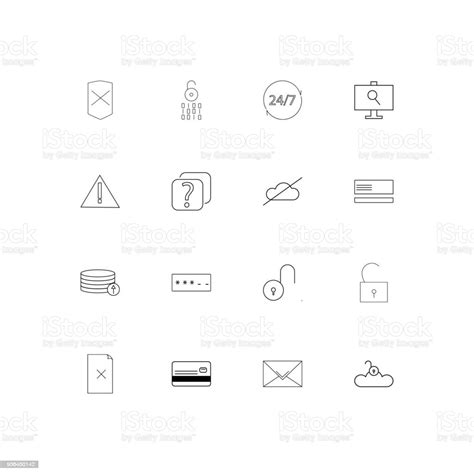 Cyber Security Linear Thin Icons Set Outlined Simple Vector Icons Stock Illustration Download