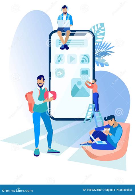 People Are Working On Creating Mobile Application Stock Vector Illustration Of Device