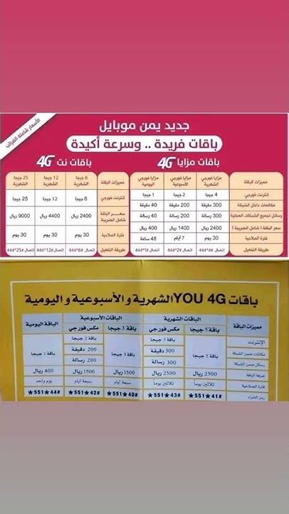 جديد باقات الانترنت4g لشركة يمن موبايل وشركة You Youtube
