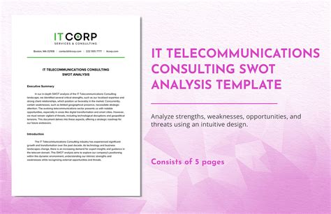 It Telecommunications Consulting Swot Analysis Template In Word Pdf