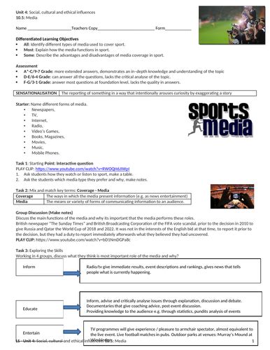 Igcse Pe Spec 2018 10 5 Media Teaching Resources
