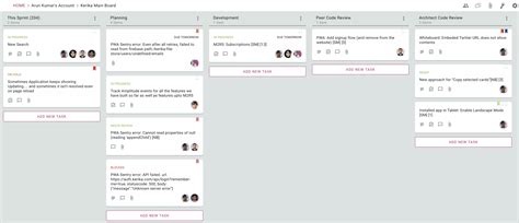 케리카 칸반 팀을 위한 작업 보드