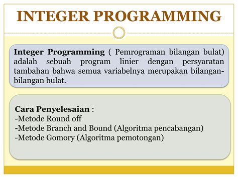 Itp Uns Semester 2 Integer Programming Pptx Itp Uns Semester 2 Integer Programming Pptx