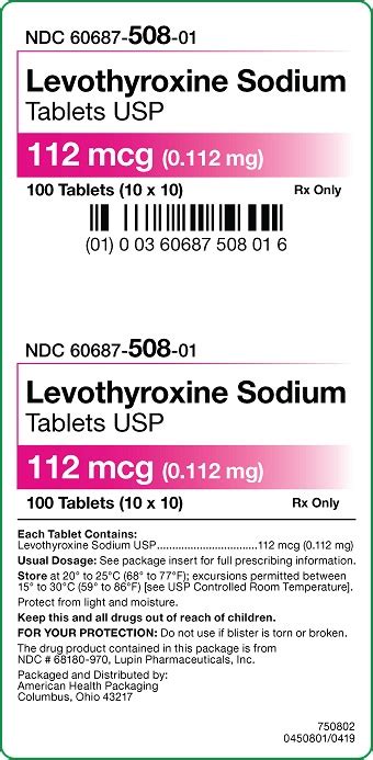 Ndc 60687 508 Levothyroxine Sodium Levothyroxine Sodium