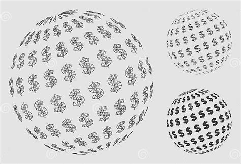 Dollar Abstract Sphere Vector Mesh Carcass Model And Triangle Mosaic Icon Stock Vector