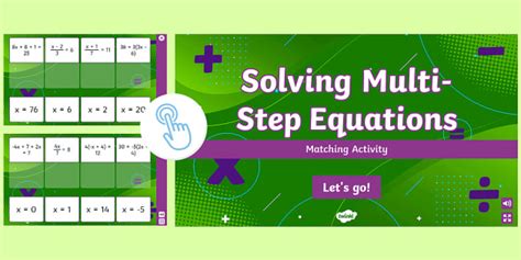 Eighth Grade Solving Multi Step Equations Interactive Matching Game
