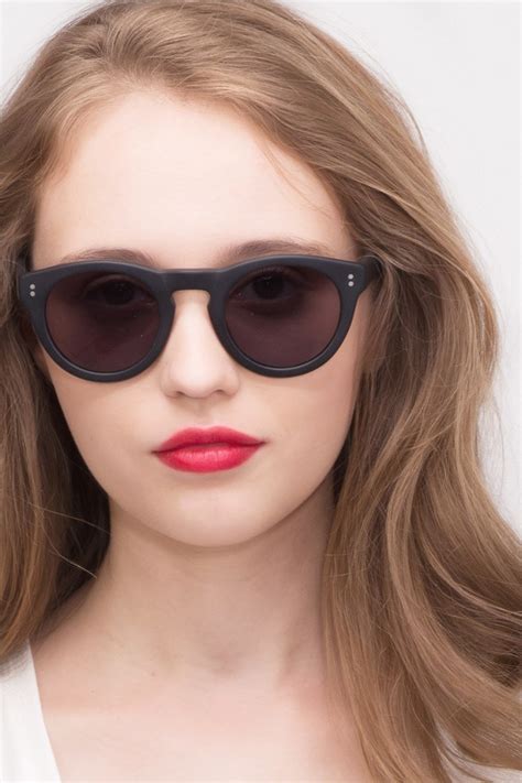 Ibiza Round Matte Black Frame Sunglasses For Women Eyebuydirect