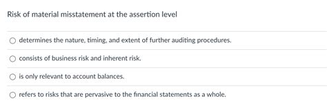 Solved Risk Of Material Misstatement At The Assertion Level